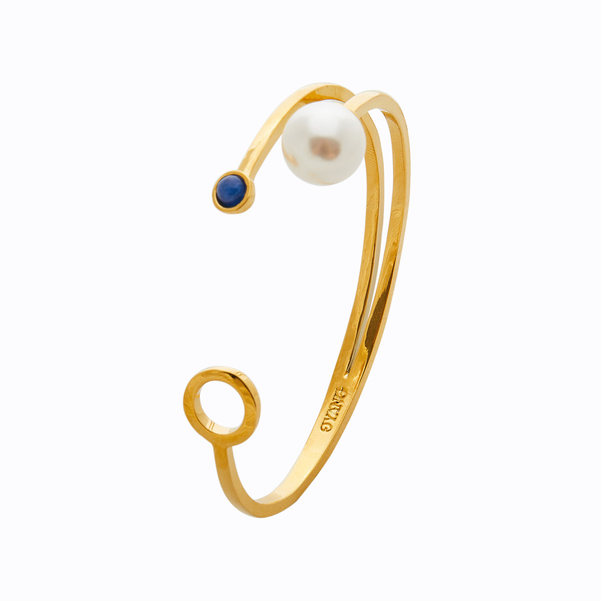 SS Gold Bangle with Blue Stone – O.YANG